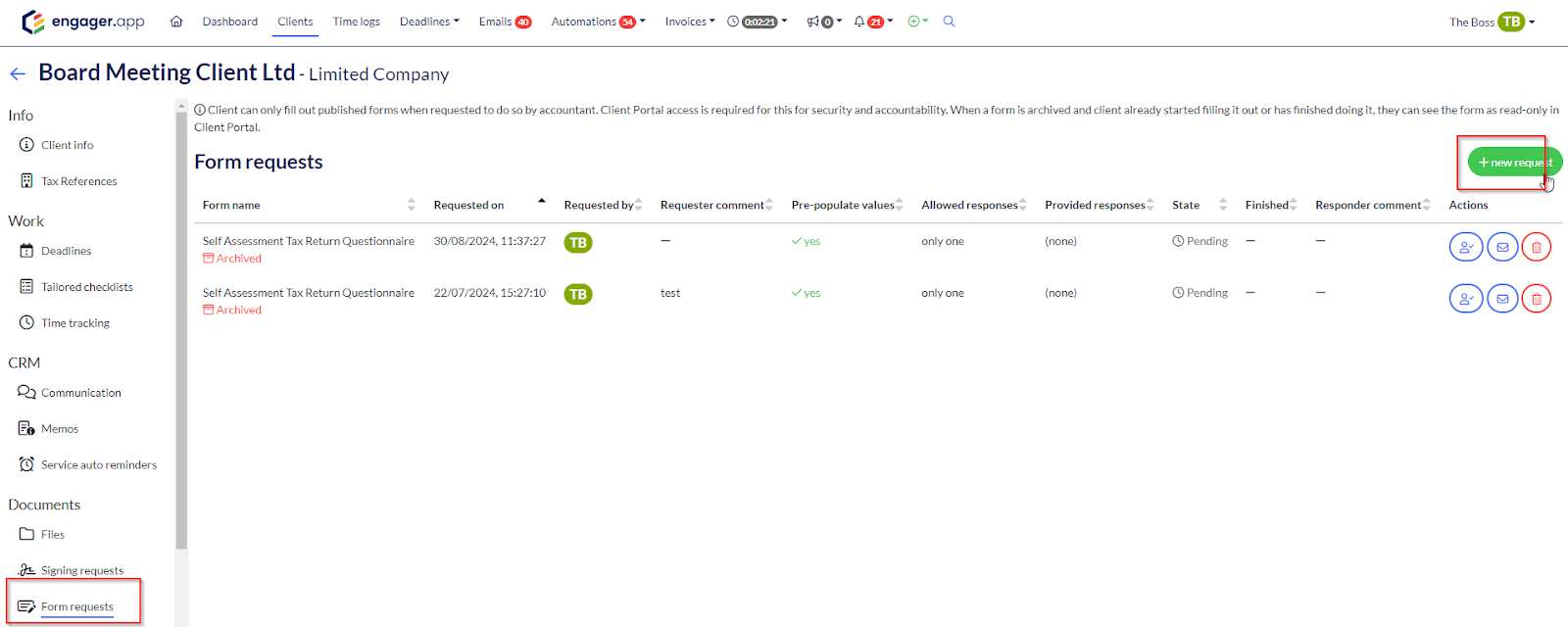 Bulk Sending Forms – Engager.app